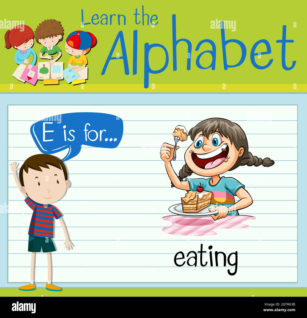 Flashcard letter E is for eating Stock Vector Image & Art - Alamy