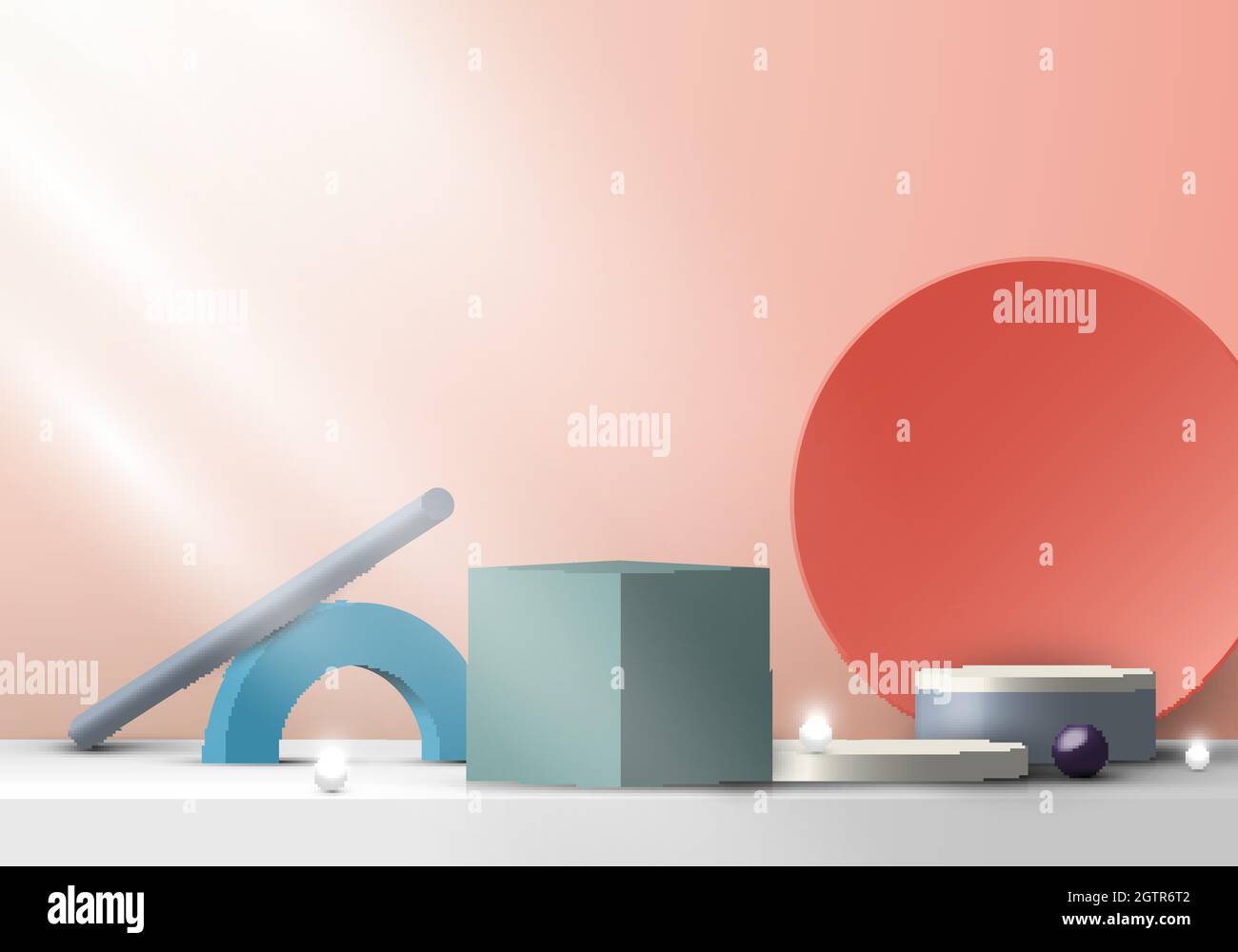 3D modern group geometric forms composition on stage for product ...