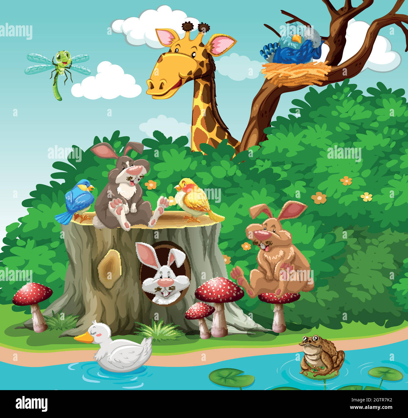 Wild animals living in the park Stock Vector Image & Art - Alamy