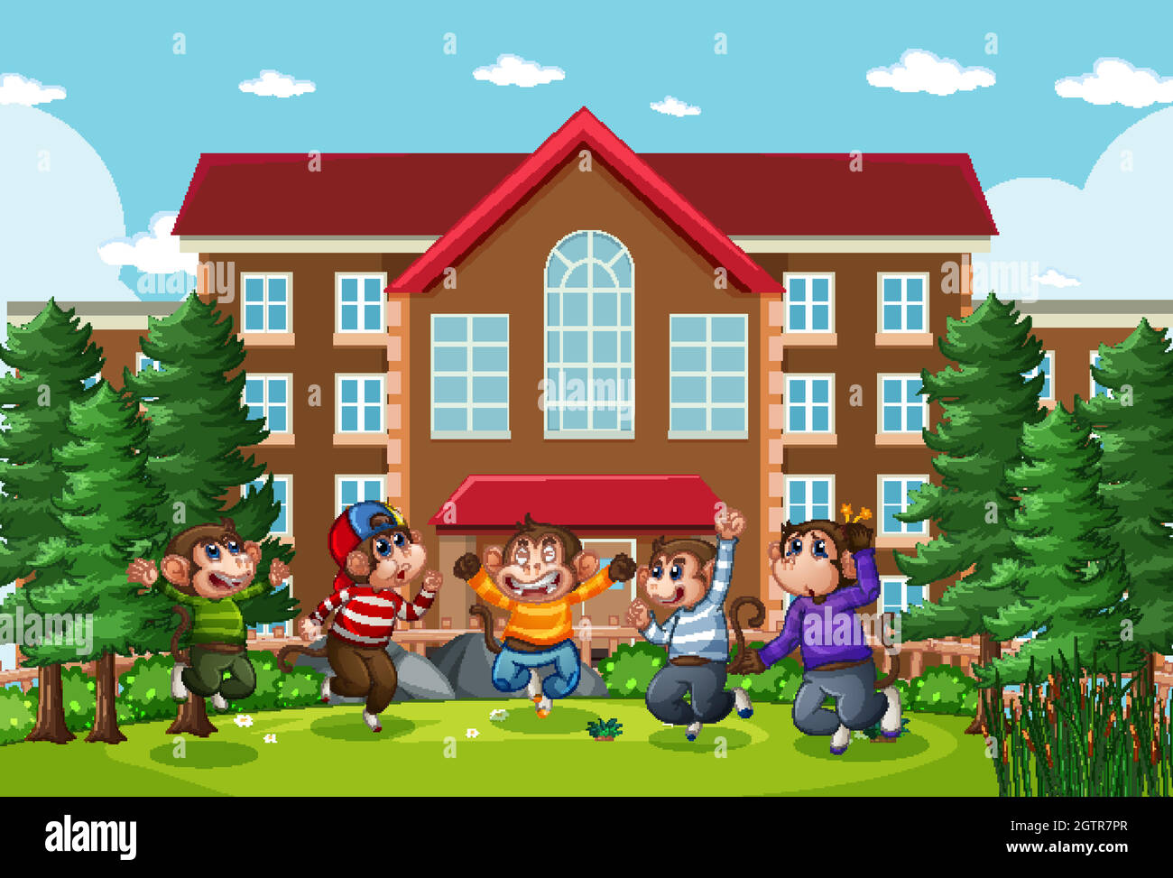 Cartoon School Monkey