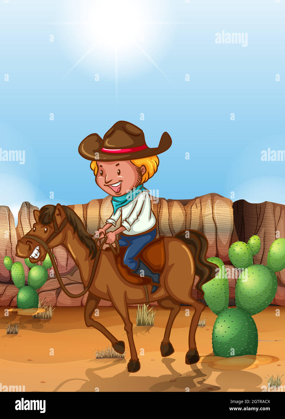 Cowboy horse cliff Stock Vector Images - Alamy