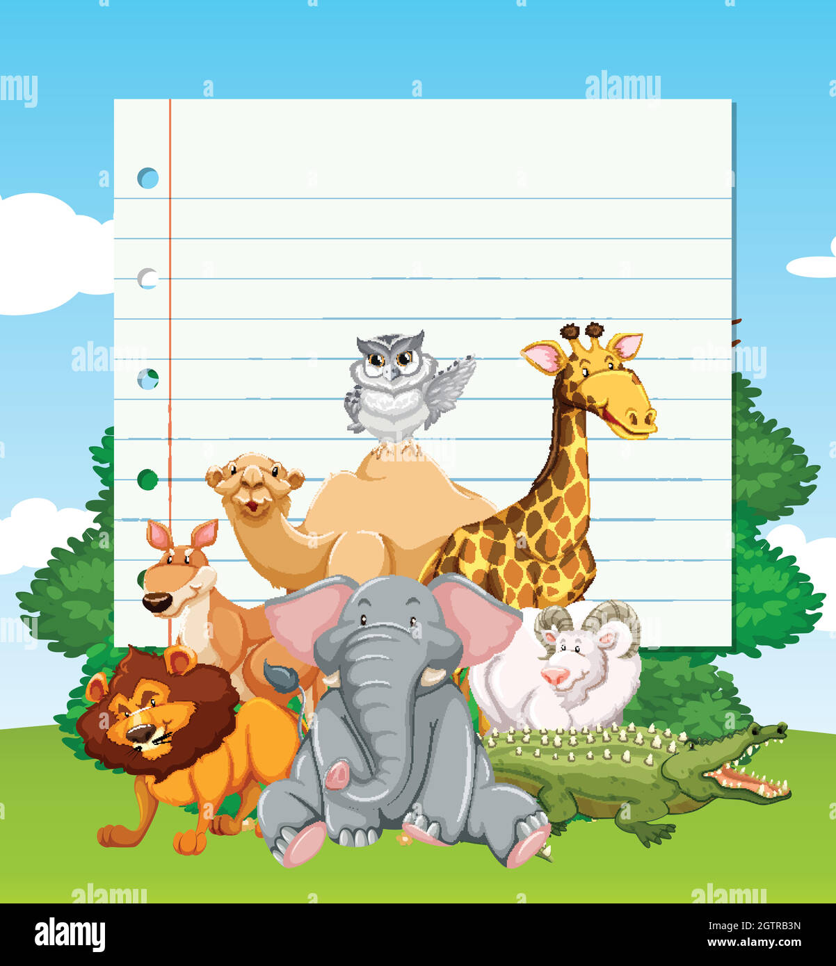 Paper template with wild animals in the field Stock Vector Image & Art ...