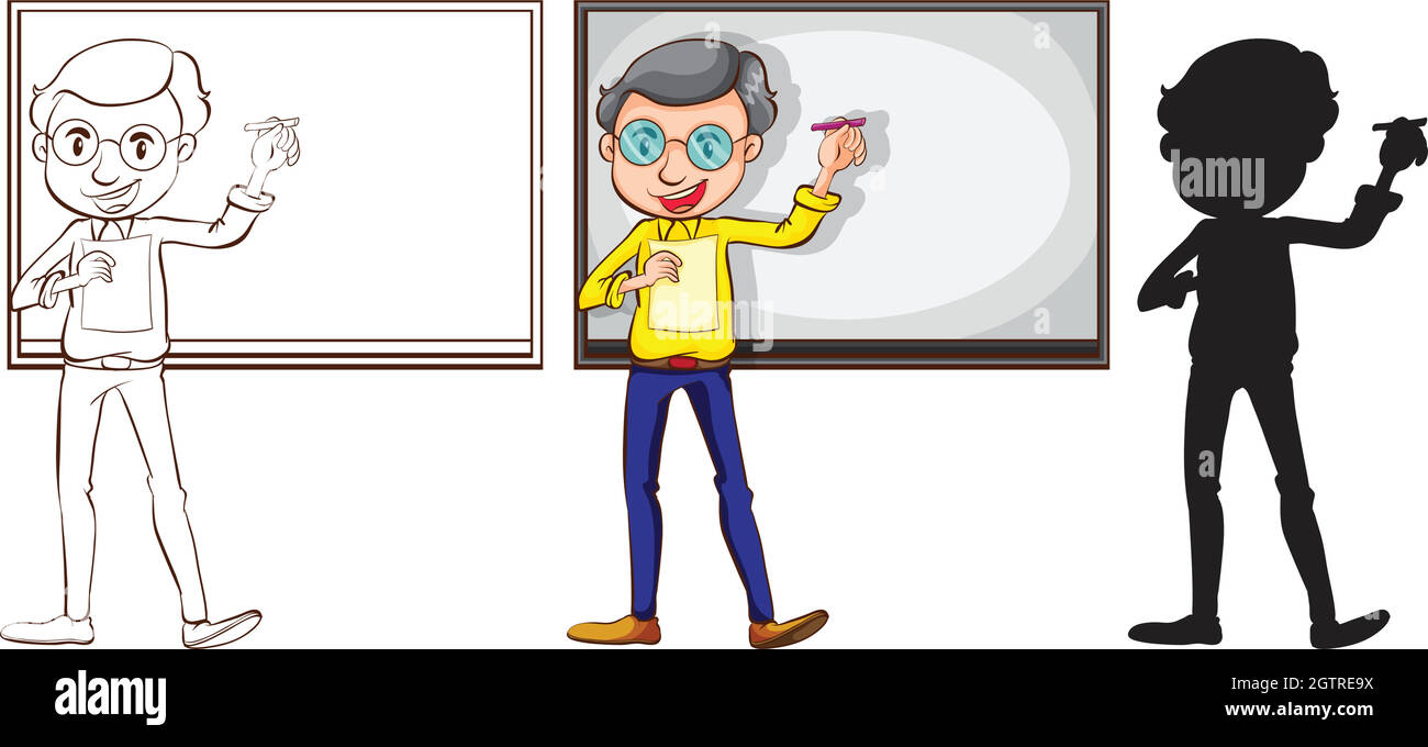 Sketch of a teacher in three different colors Stock Vector Image & Art ...