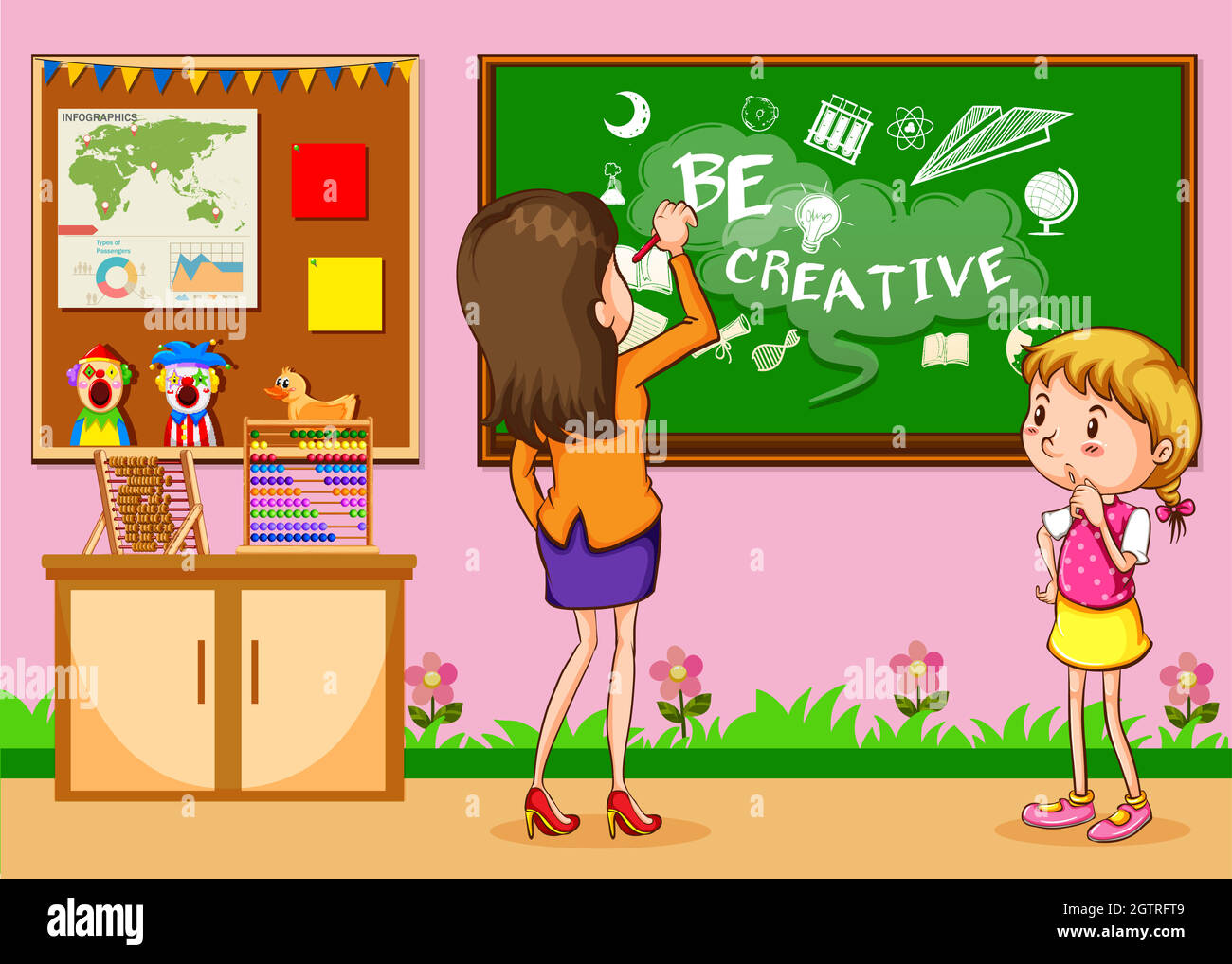Teacher writing on the board in classroom Stock Vector Image & Art - Alamy