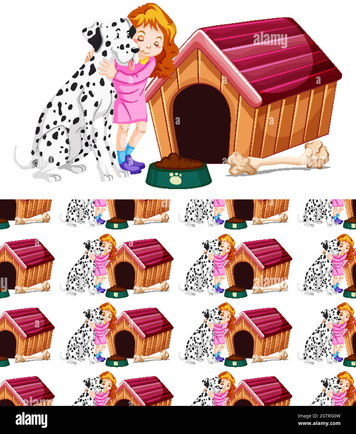 Seamless background design with girl hugging dog Stock Vector Image ...