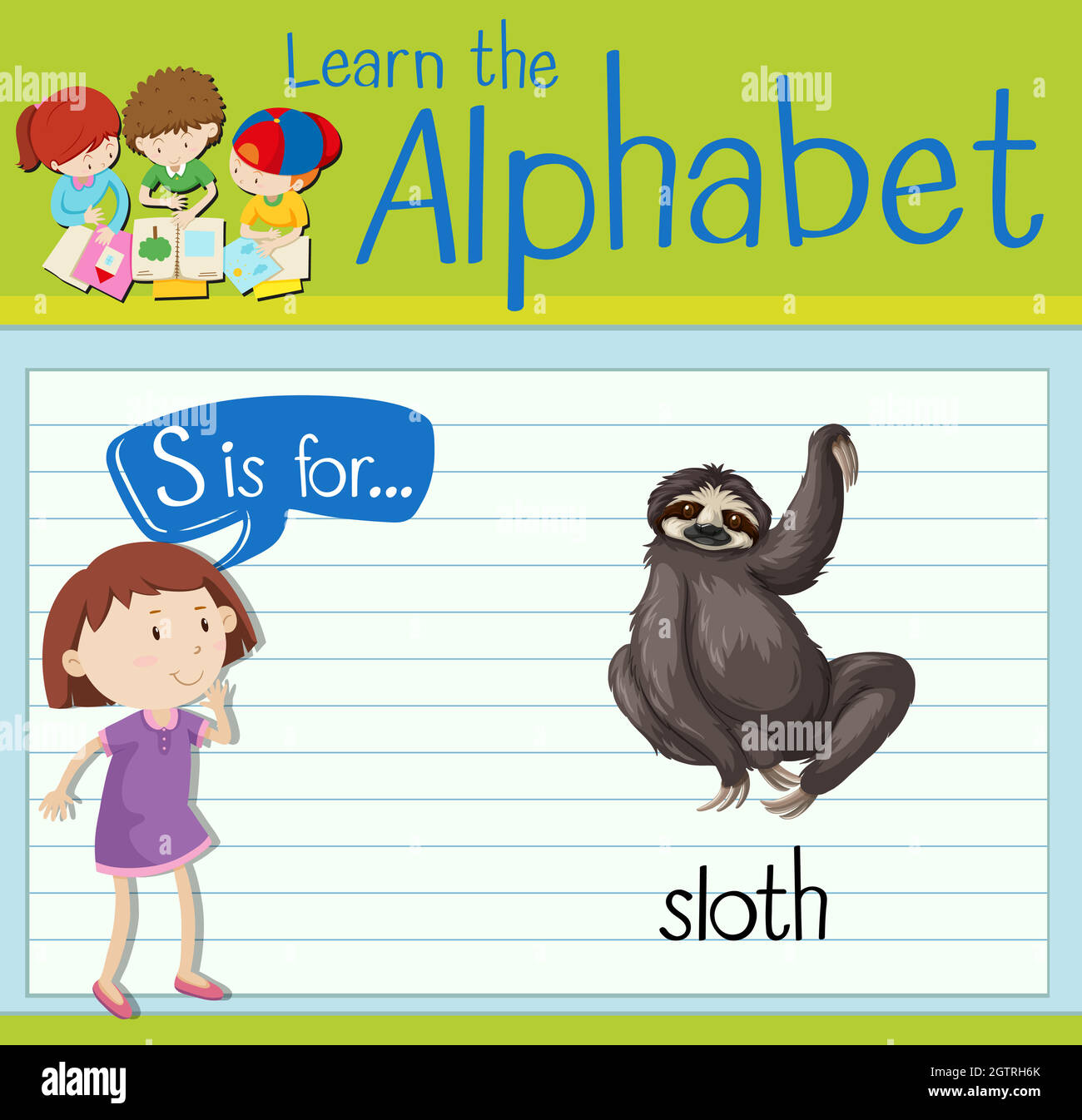 Flashcard letter S is for sloth Stock Vector Image & Art - Alamy