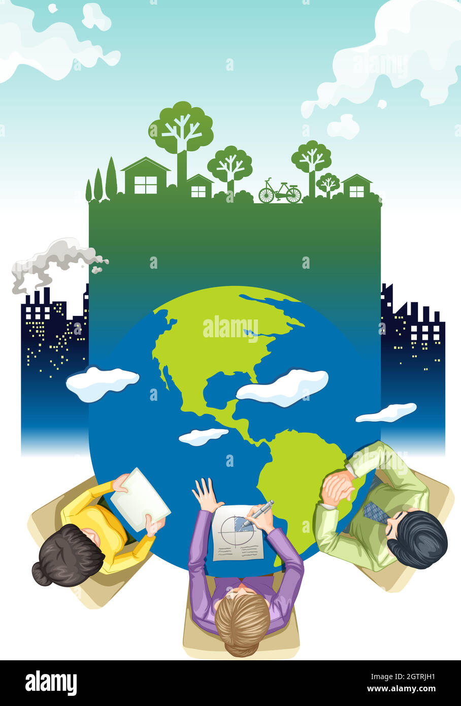 Environment theme poster design with working people Stock Vector Image ...