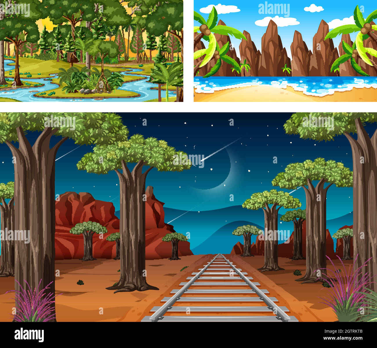Set of different forest horizontal scenes Stock Vector Image & Art - Alamy