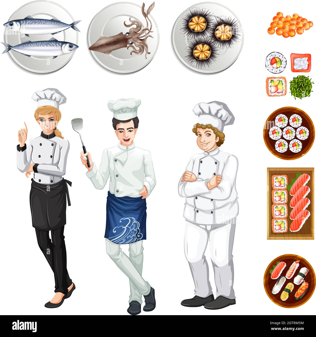 Chefs and different dishes of food Stock Vector Image & Art - Alamy