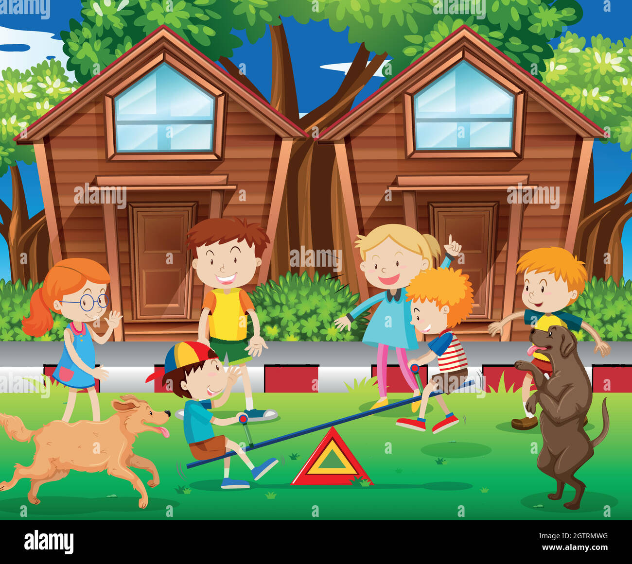 Boy dog playing Stock Vector Images - Alamy