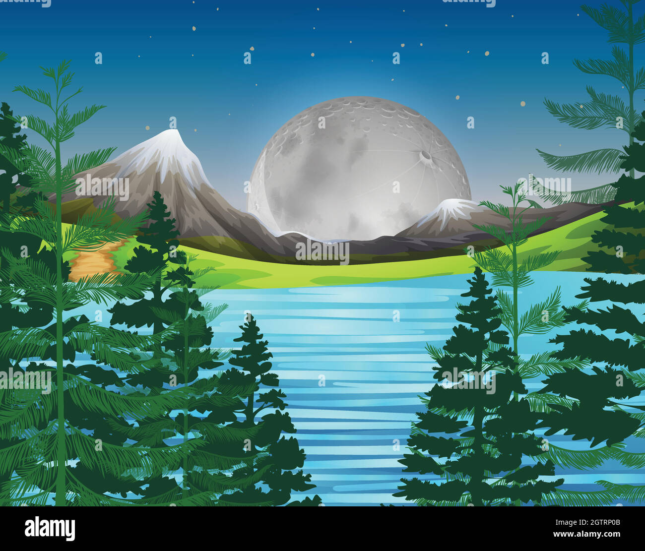 Beautiful nature landscape at night Stock Vector Image & Art - Alamy