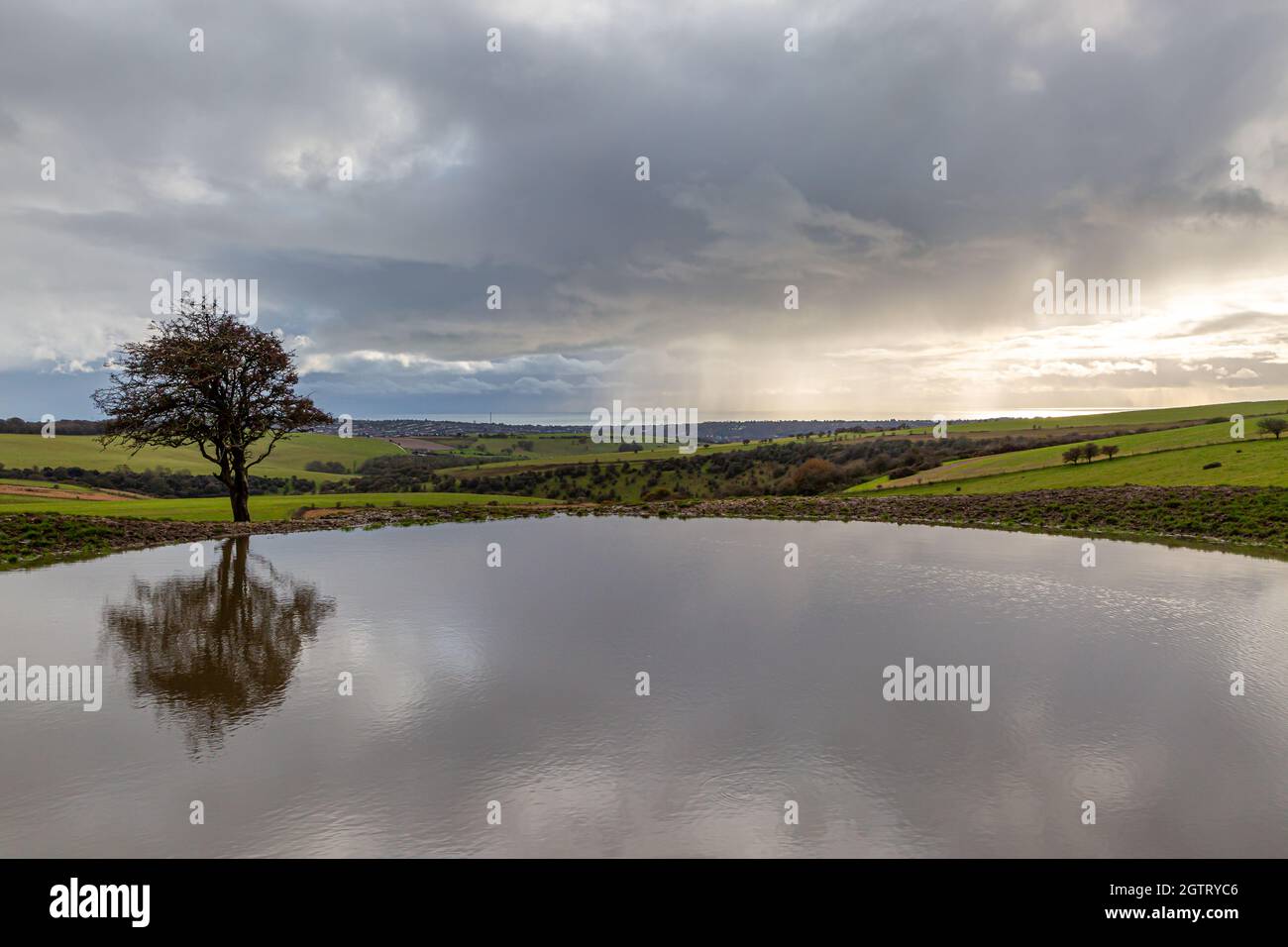 Ditchling beacon dew pond hi-res stock photography and images - Alamy