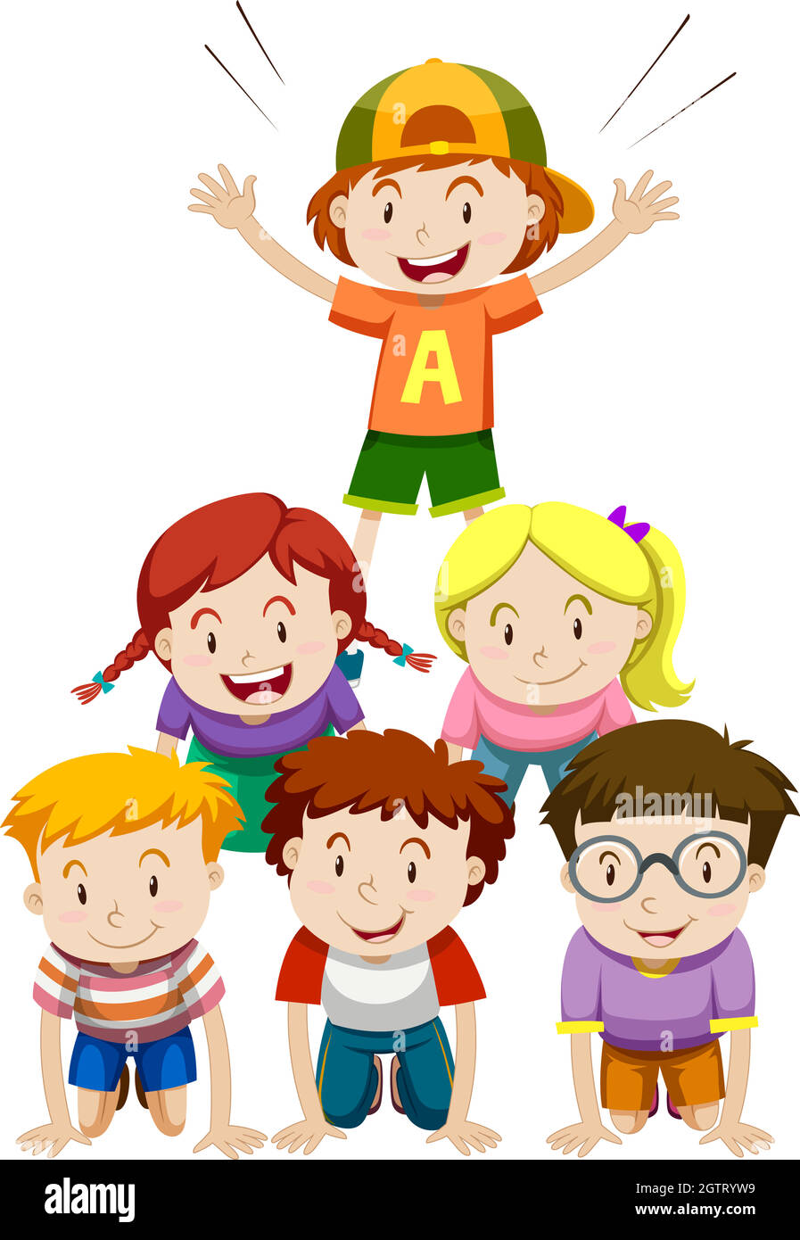 Children playing human pyramid Stock Vector Image & Art - Alamy