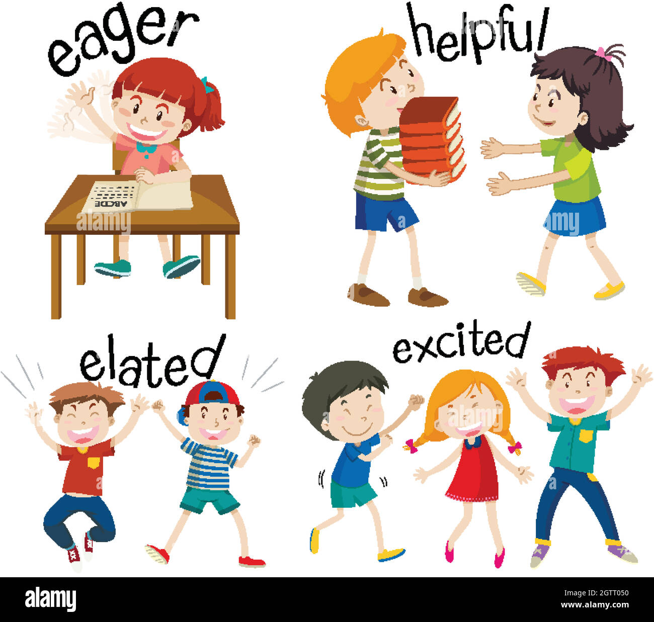 Set of adjective words expressing people feelings Stock Vector Image ...