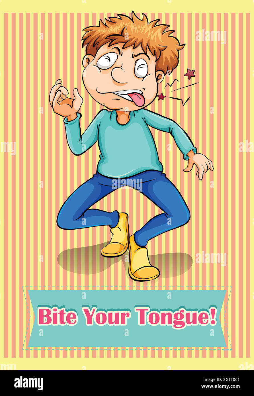 Man biting his tongue Stock Vector Image & Art - Alamy
