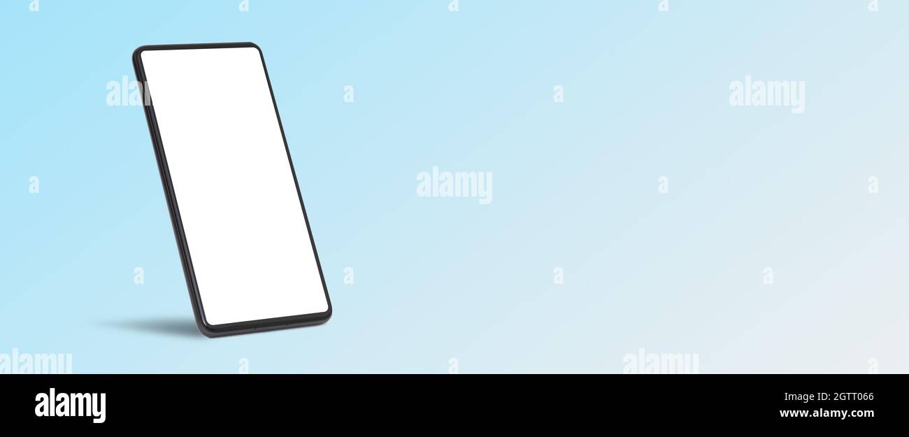 Smart phone isolated. Modern smartphone with blank screen, wide image ...