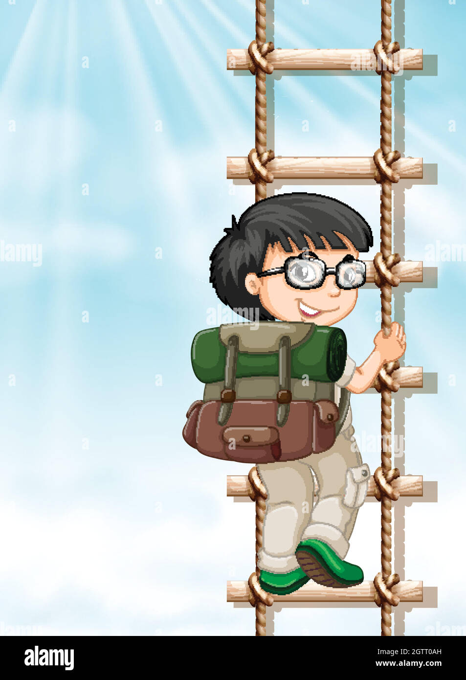 Boy climbing up the ladder Stock Vector Image & Art - Alamy