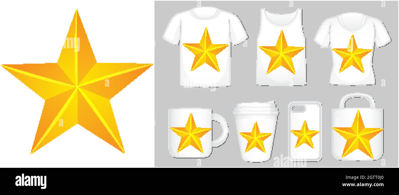 Yellow star on different product templates Stock Vector Image & Art - Alamy