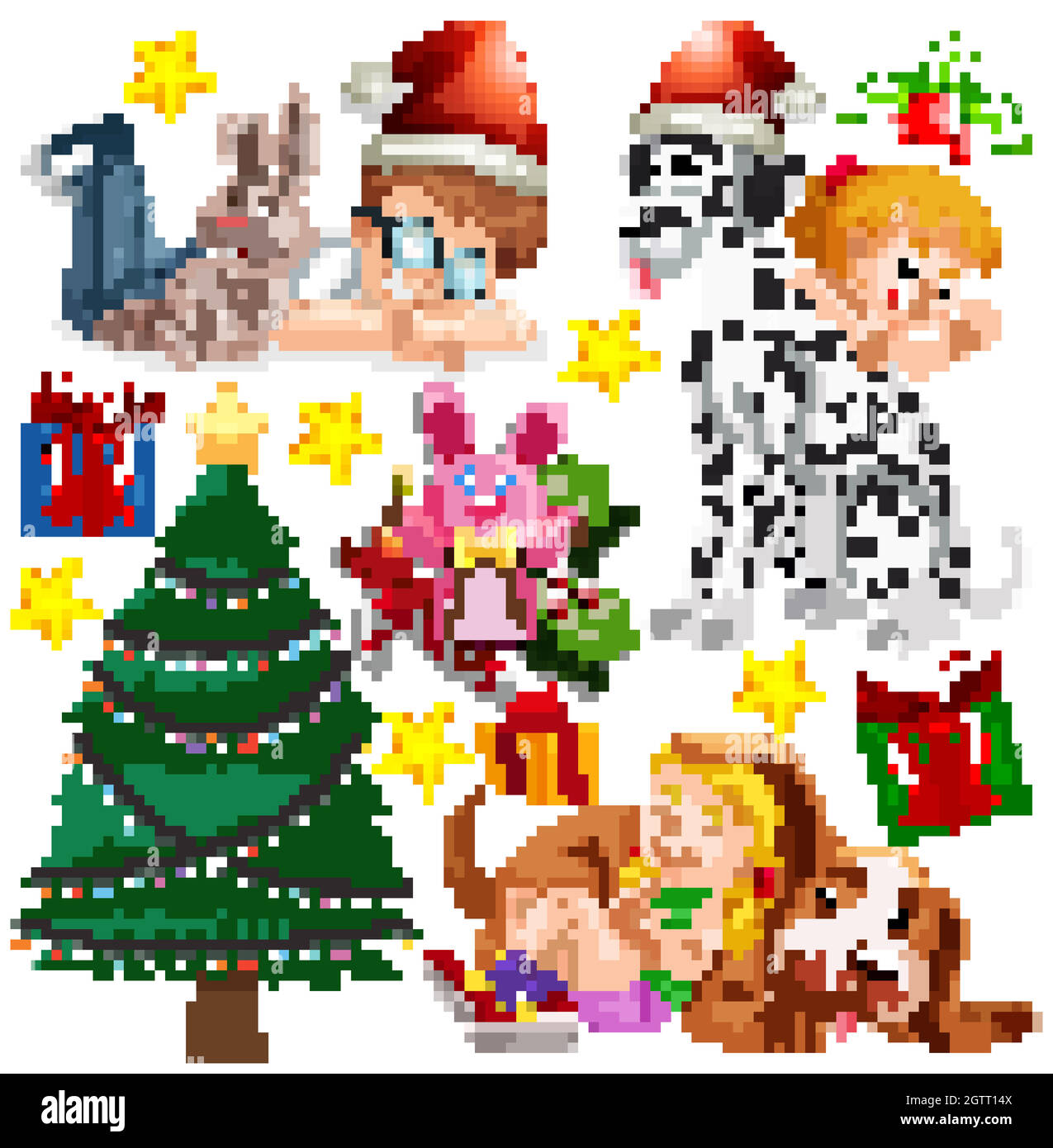Children and christmas tree on white background Stock Vector Image ...