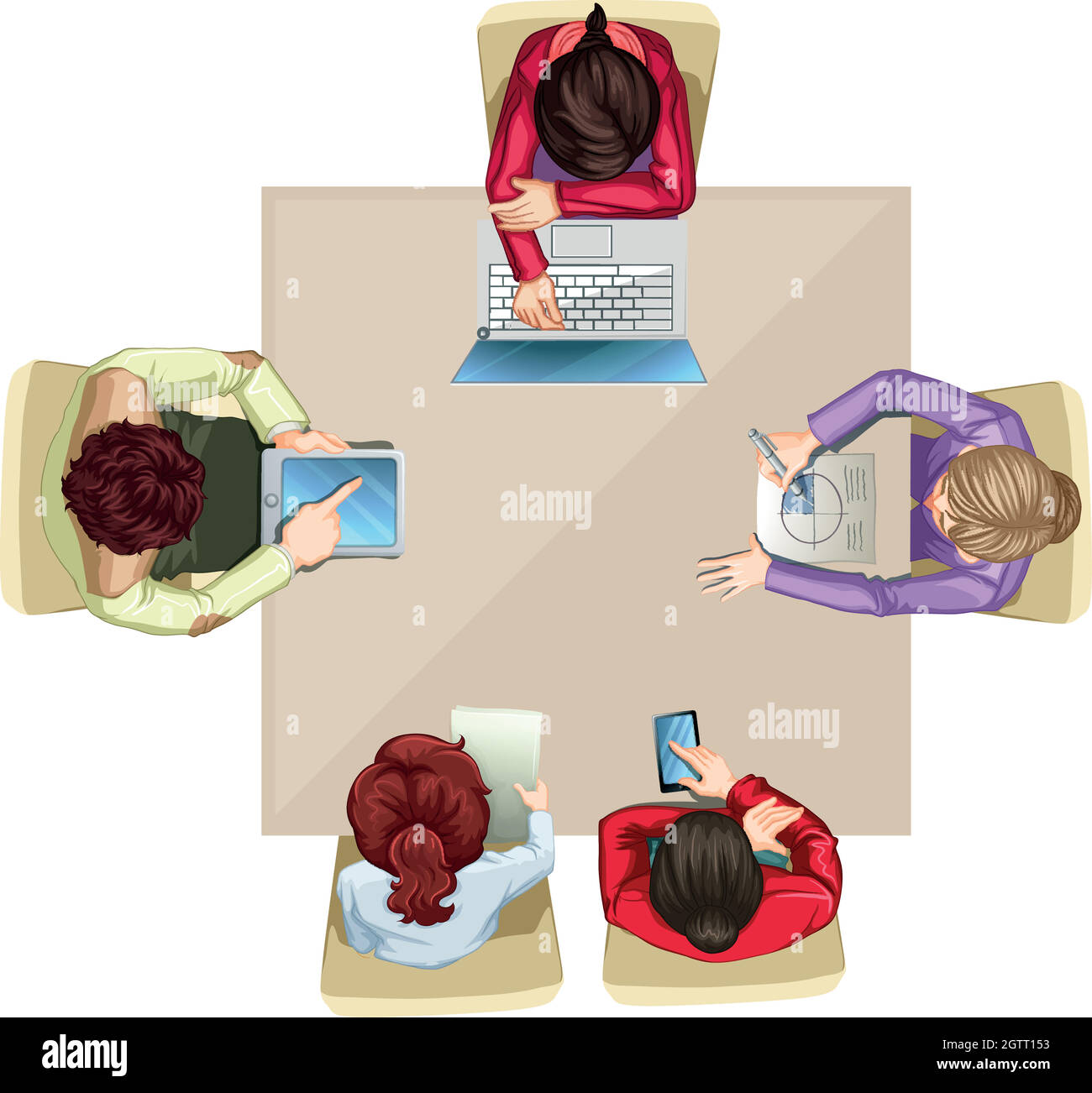 Woman table working meeting Stock Vector Images - Alamy