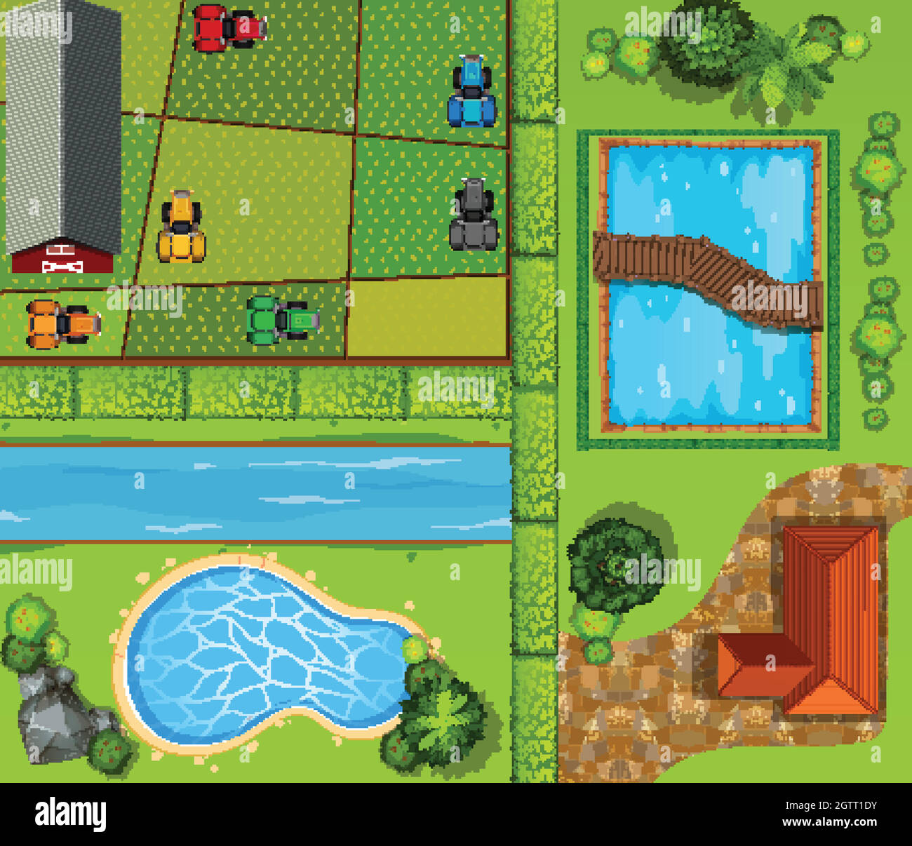 Top view of farmland and private house Stock Vector Image & Art - Alamy