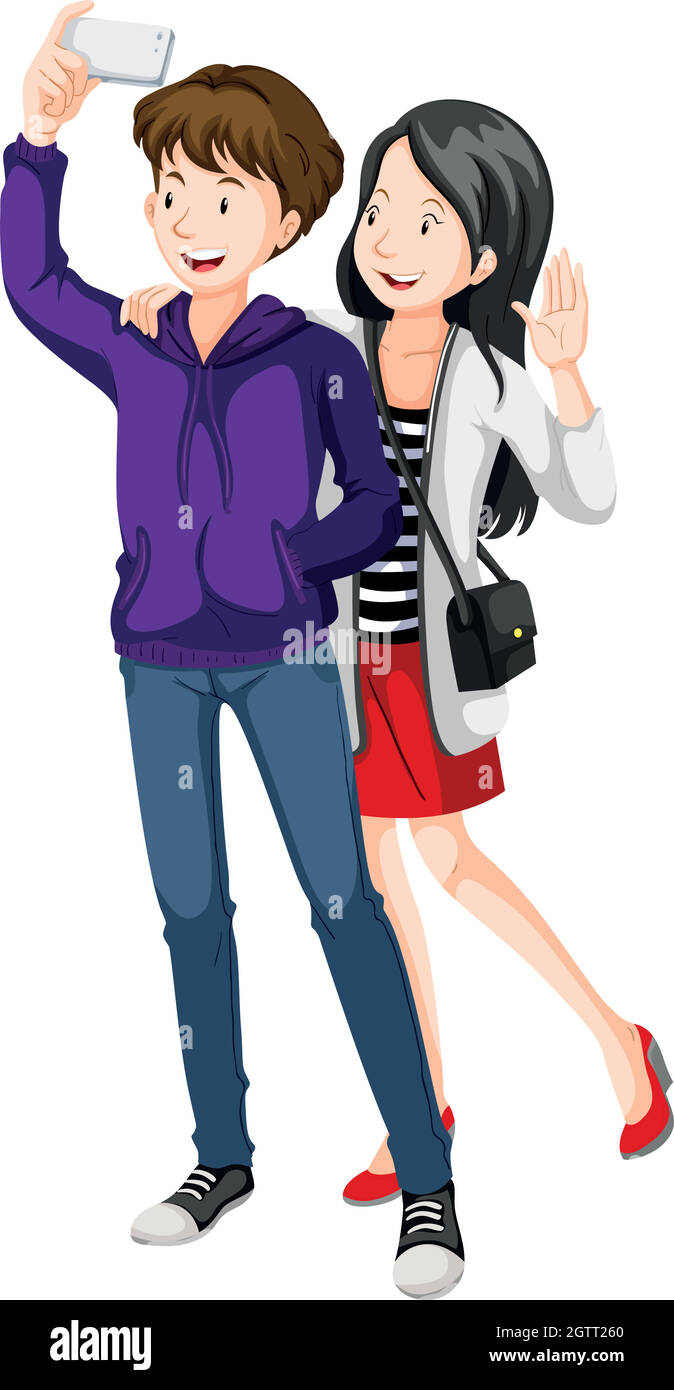 Woman selfie phone fashion Stock Vector Images - Alamy