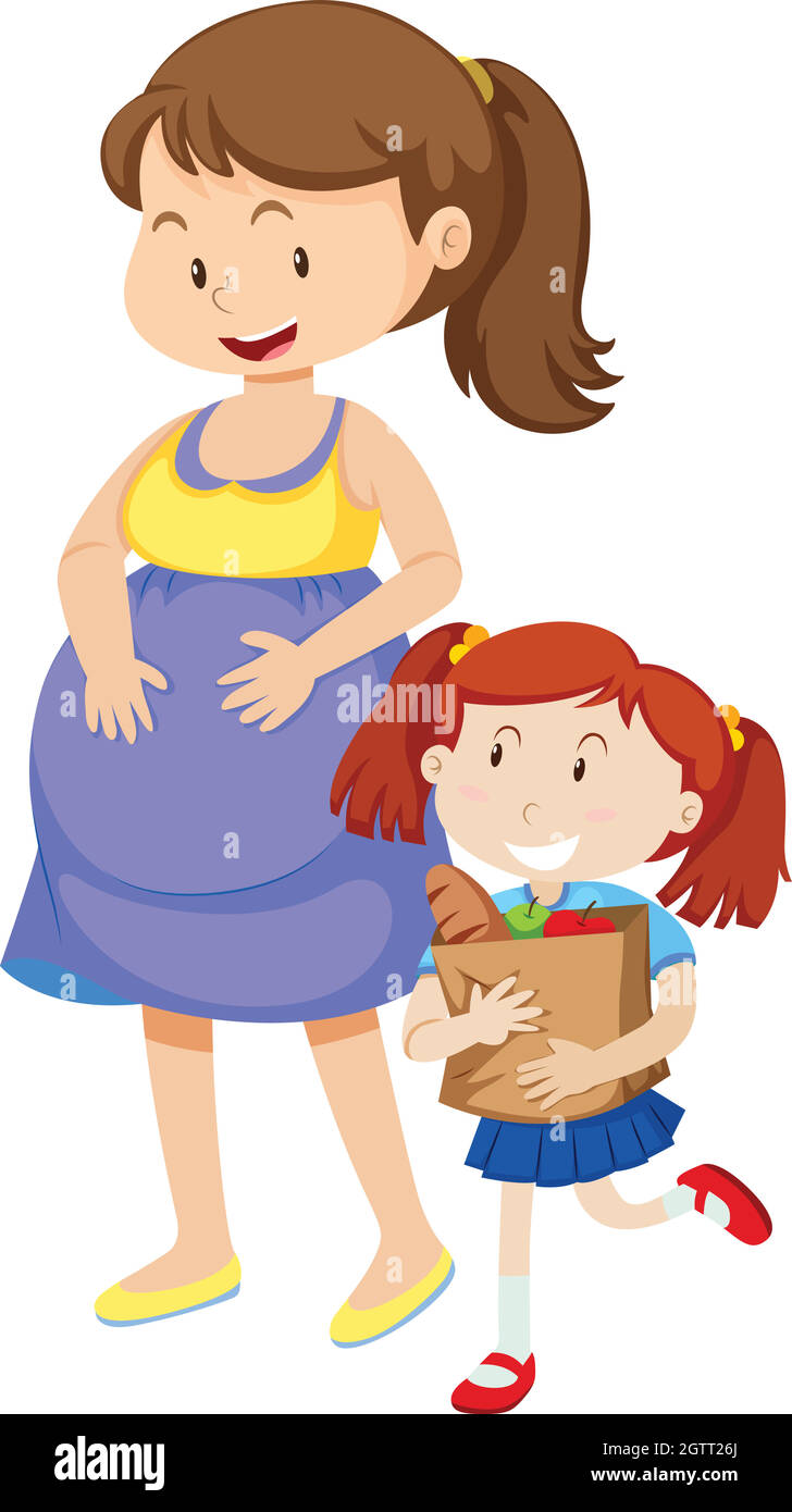 Happy pregnant mother Stock Vector Images - Alamy