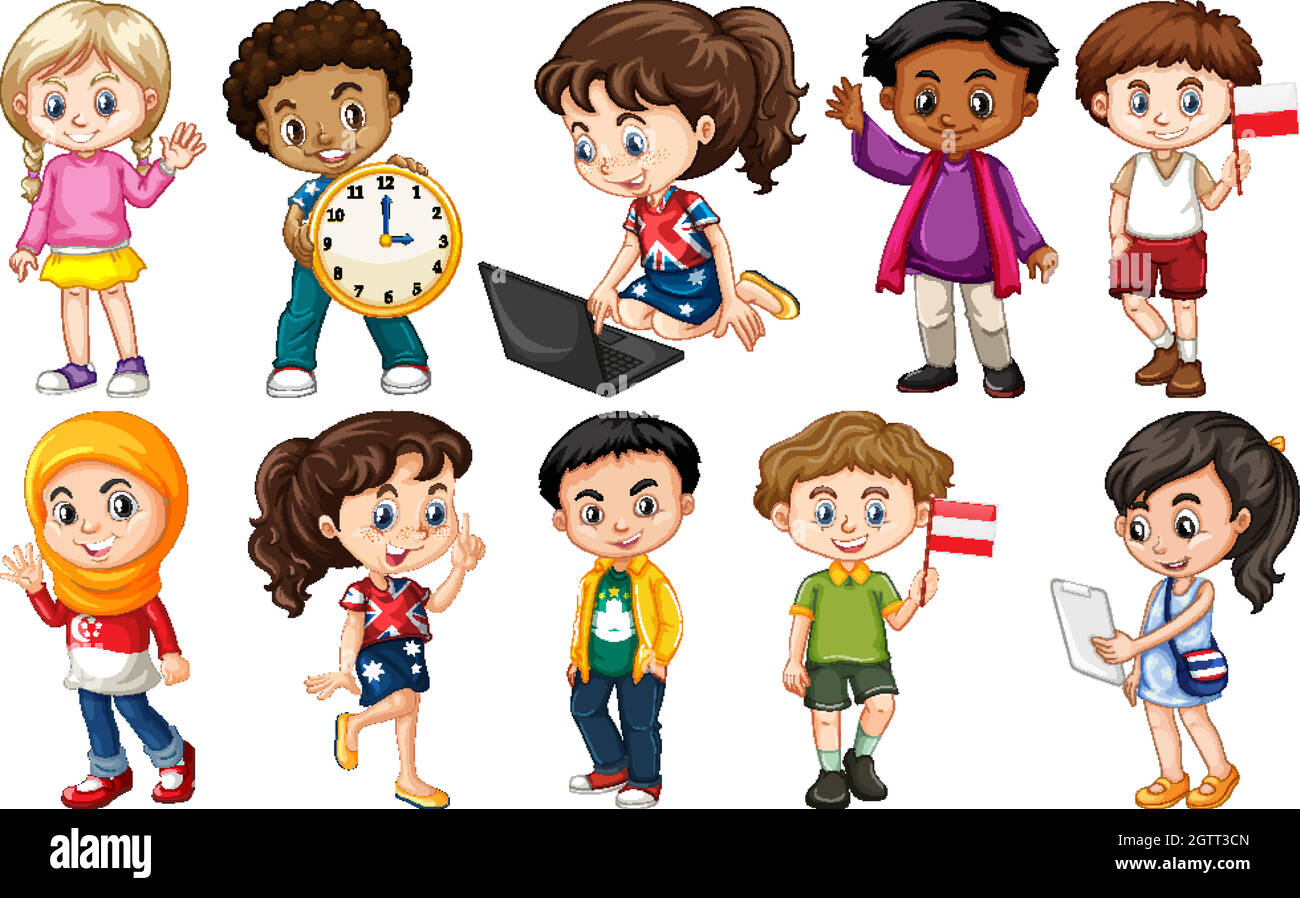 Set of children from different countries Stock Vector Image & Art - Alamy