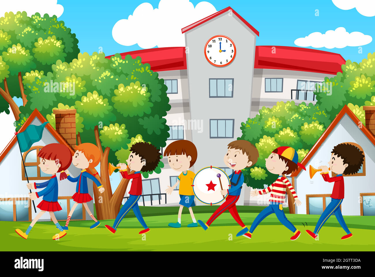 Marching band illustration hi-res stock photography and images - Alamy