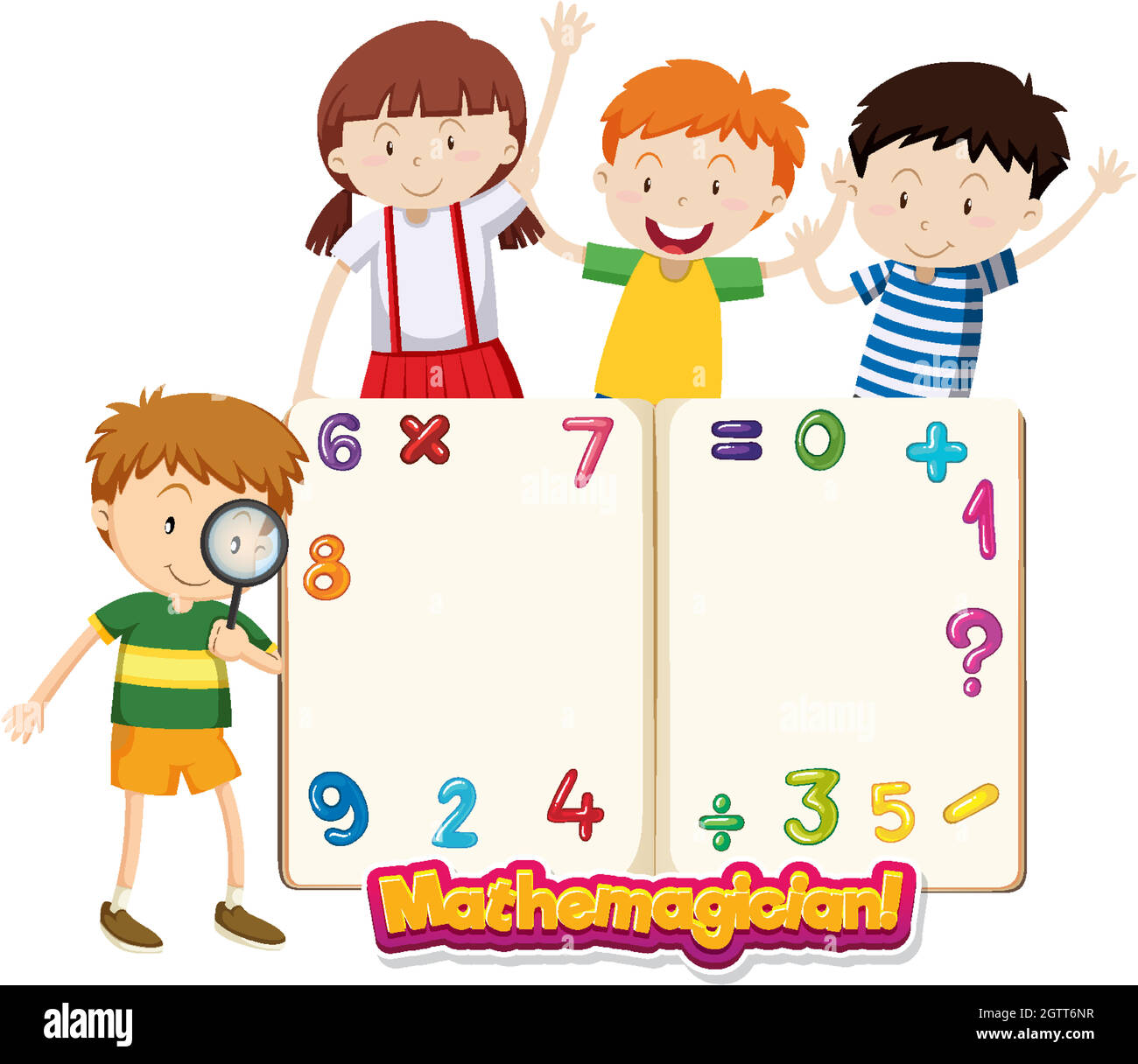 Frame template with happy children and numbers Stock Vector Image & Art ...