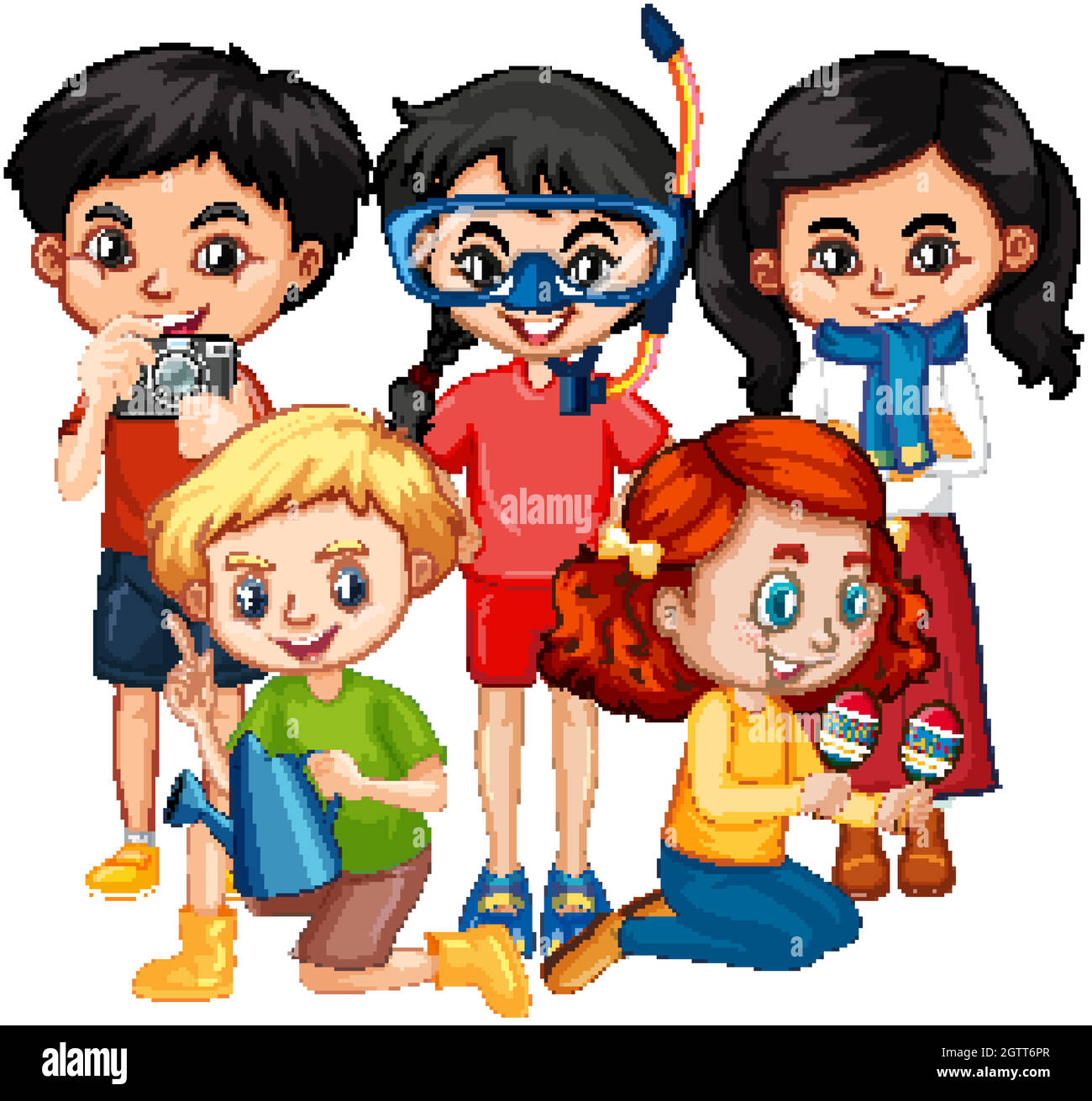 Five children in different costumes Stock Vector Image & Art - Alamy