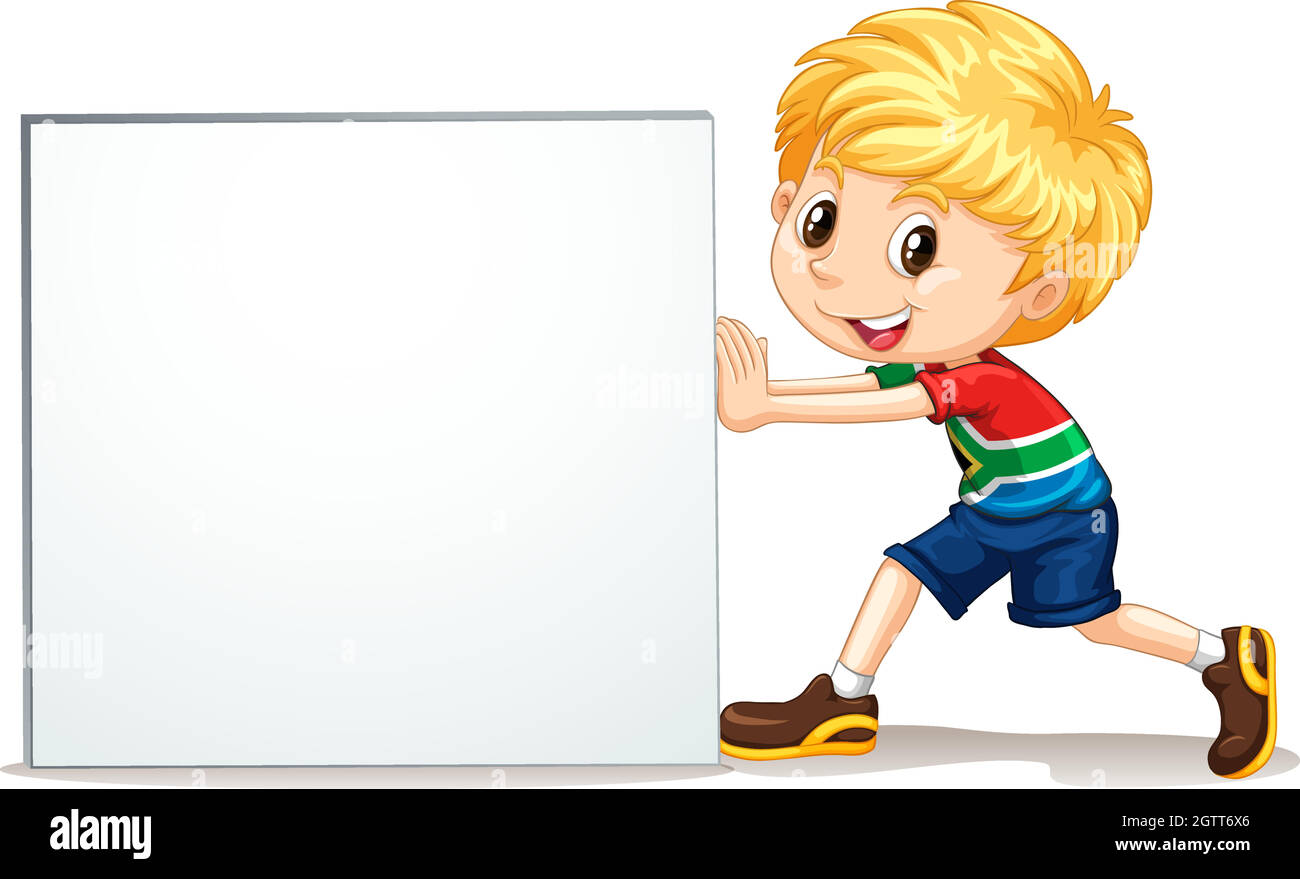 Little boy pushing blank sign Stock Vector Image & Art - Alamy