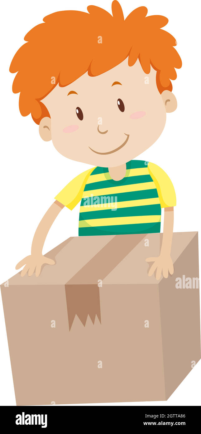 Little boy packing a box Stock Vector Image & Art - Alamy
