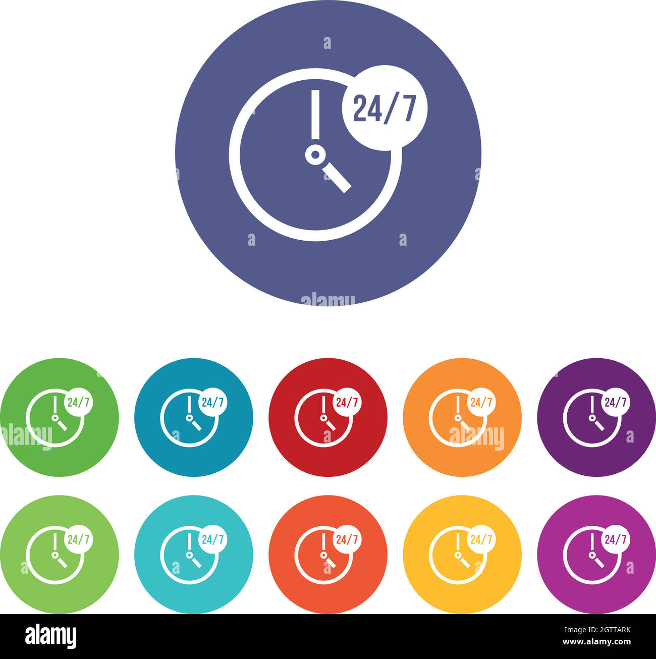 Clock 24 7 set icons Stock Vector Image & Art - Alamy