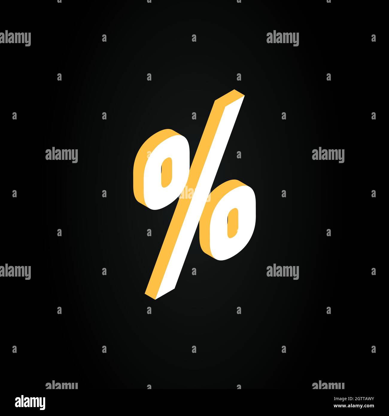 Isolated Percentage Icon. Yellow and White 3D Element. Percent sign ...