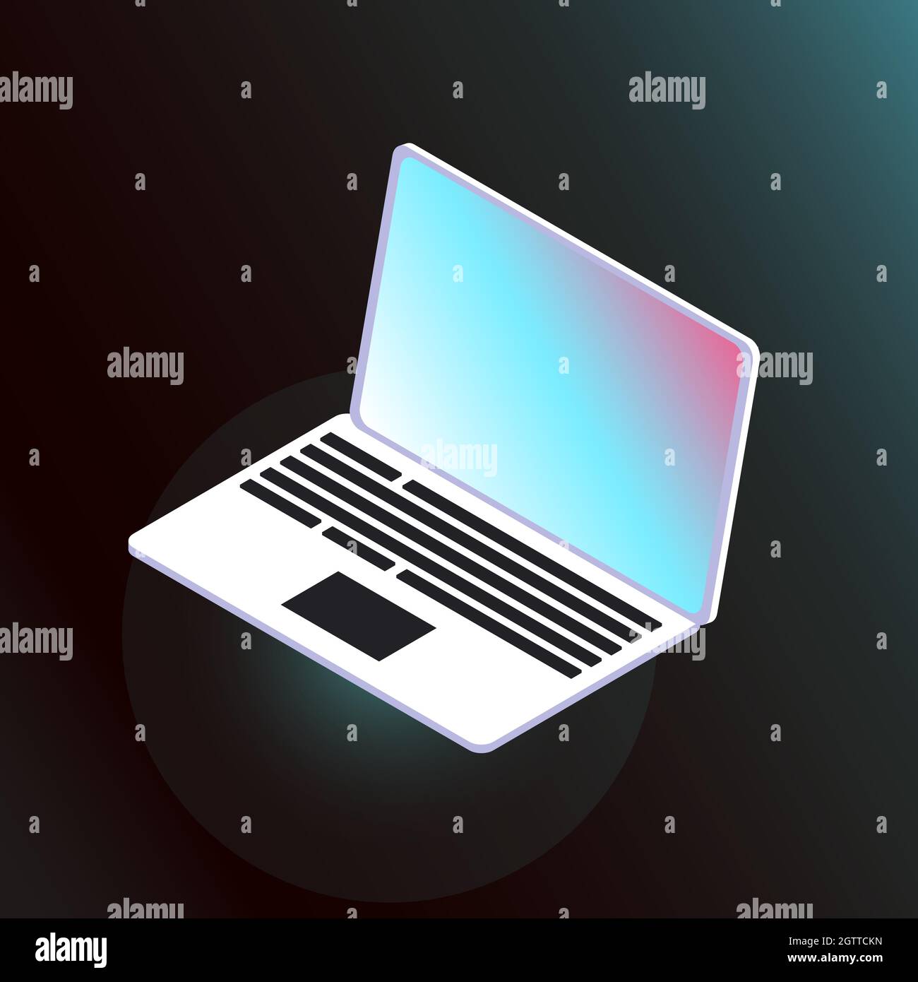 Graphic Laptop with Gradient Screen. Isolated Futuristic PC. Vector ...
