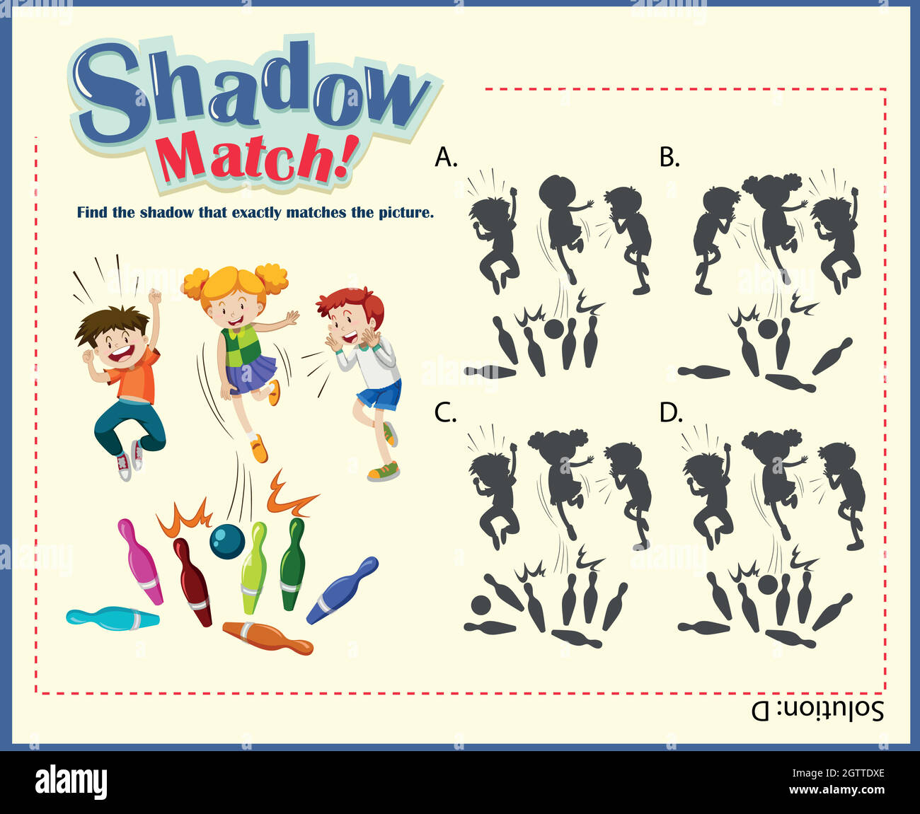 Game template for shadow matching with bowling Stock Vector Image & Art ...