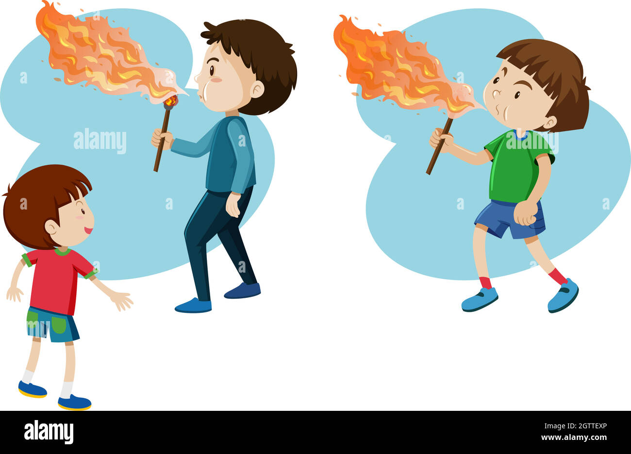 Boys blowing fire on stick Stock Vector Image & Art - Alamy