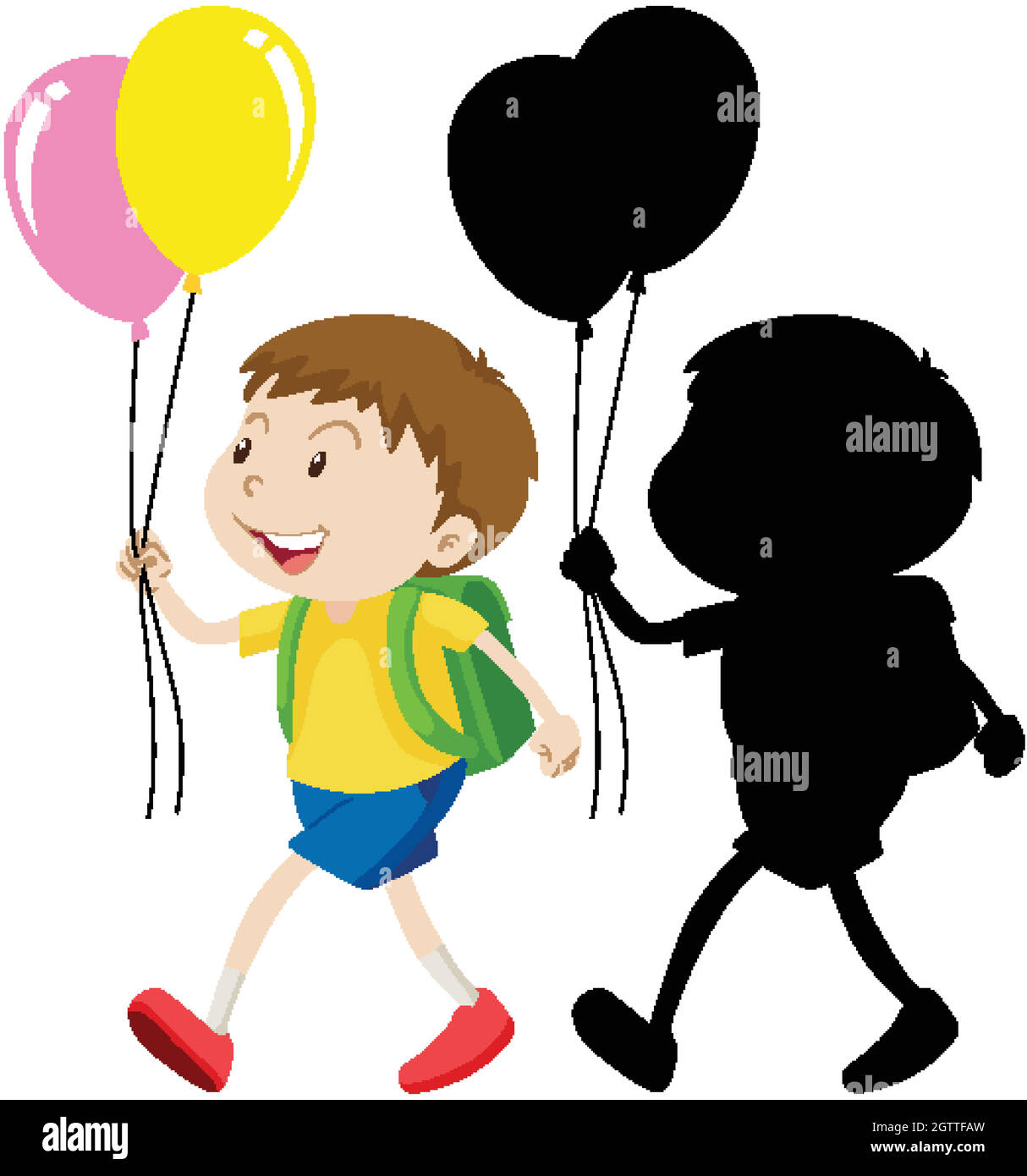 Little Boy With Balloon Silhouette