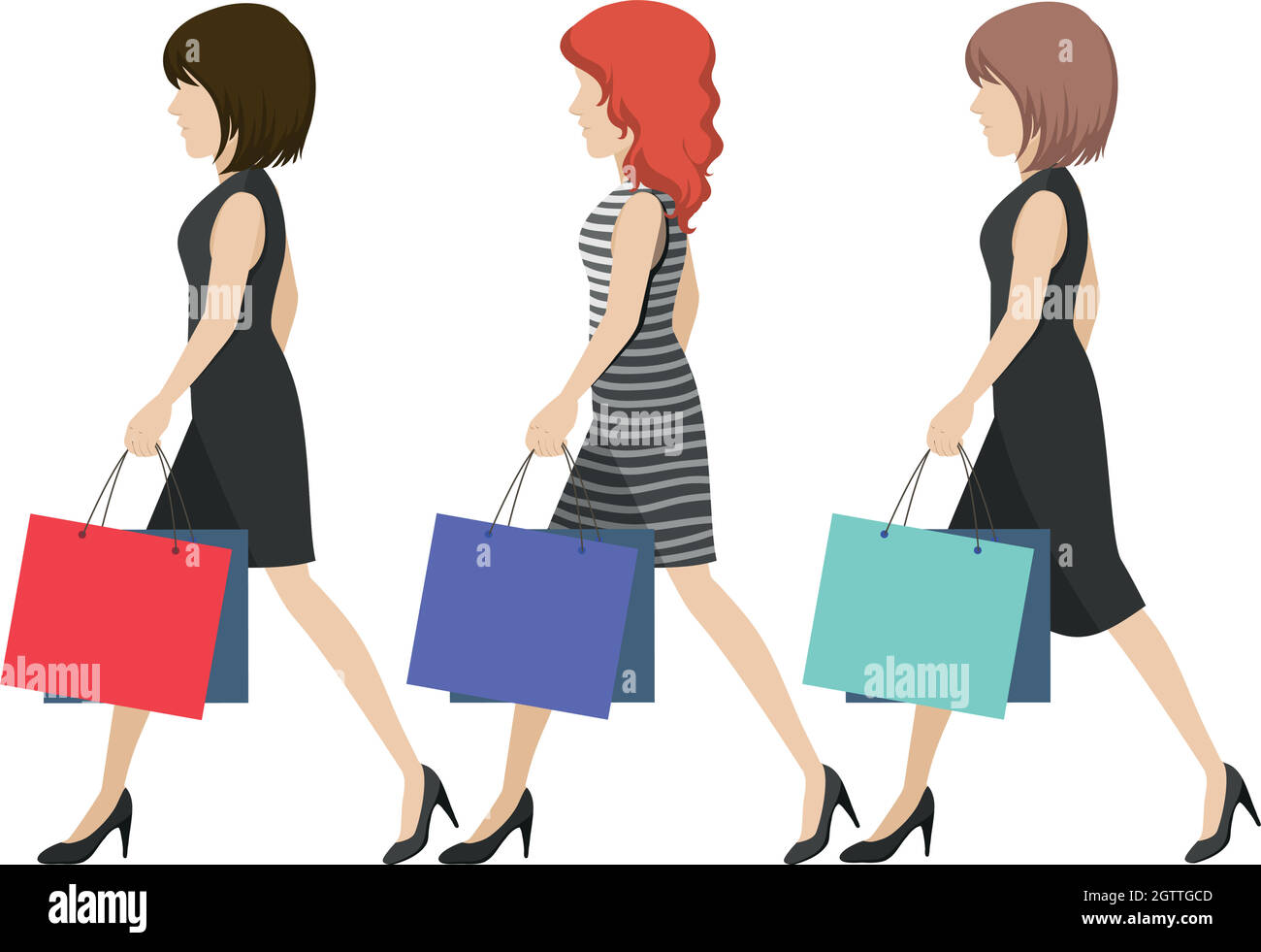Three women shoppers Stock Vector Images - Alamy