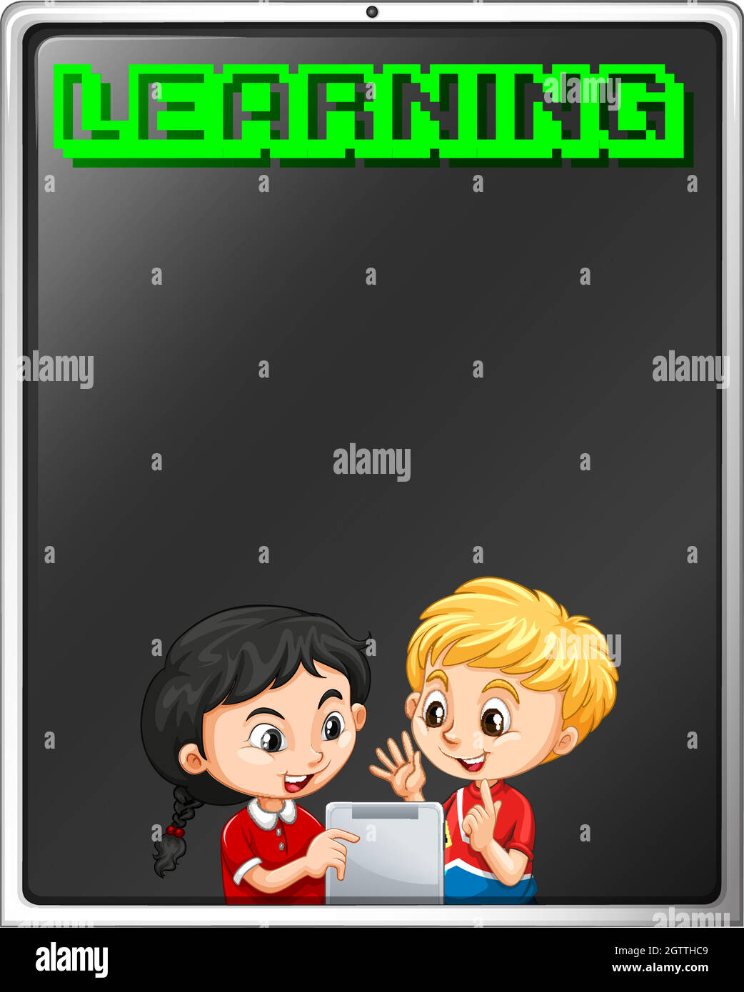 Girl and boy learning from tablet Stock Vector Image & Art - Alamy