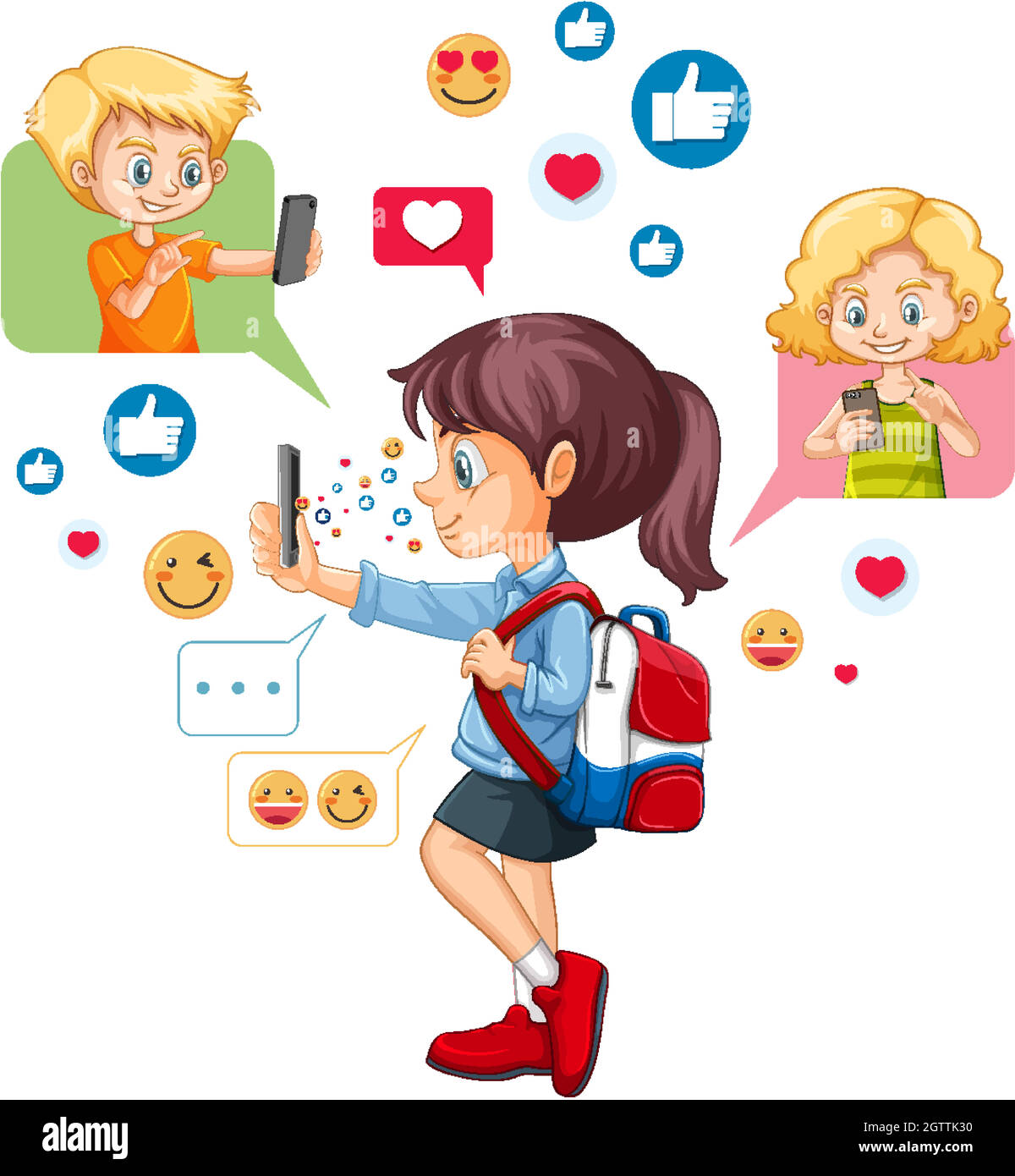 White girl using laptop Stock Vector Images - Alamy