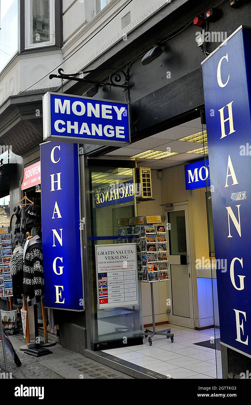 Copenhagen /Denmark/ 19.December 2019/ Money change or money exchange ...