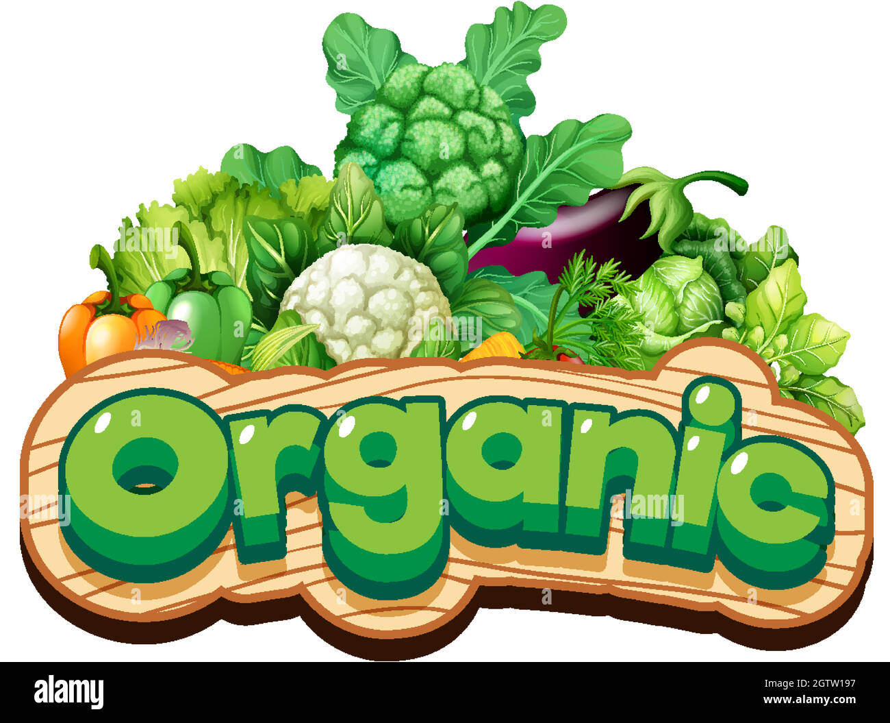 Font design for word organic with many vegetables Stock Vector Image ...