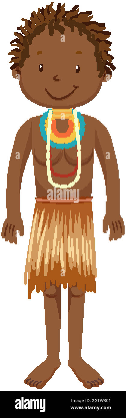 Ethnic people of African tribes in traditional clothing cartoon ...