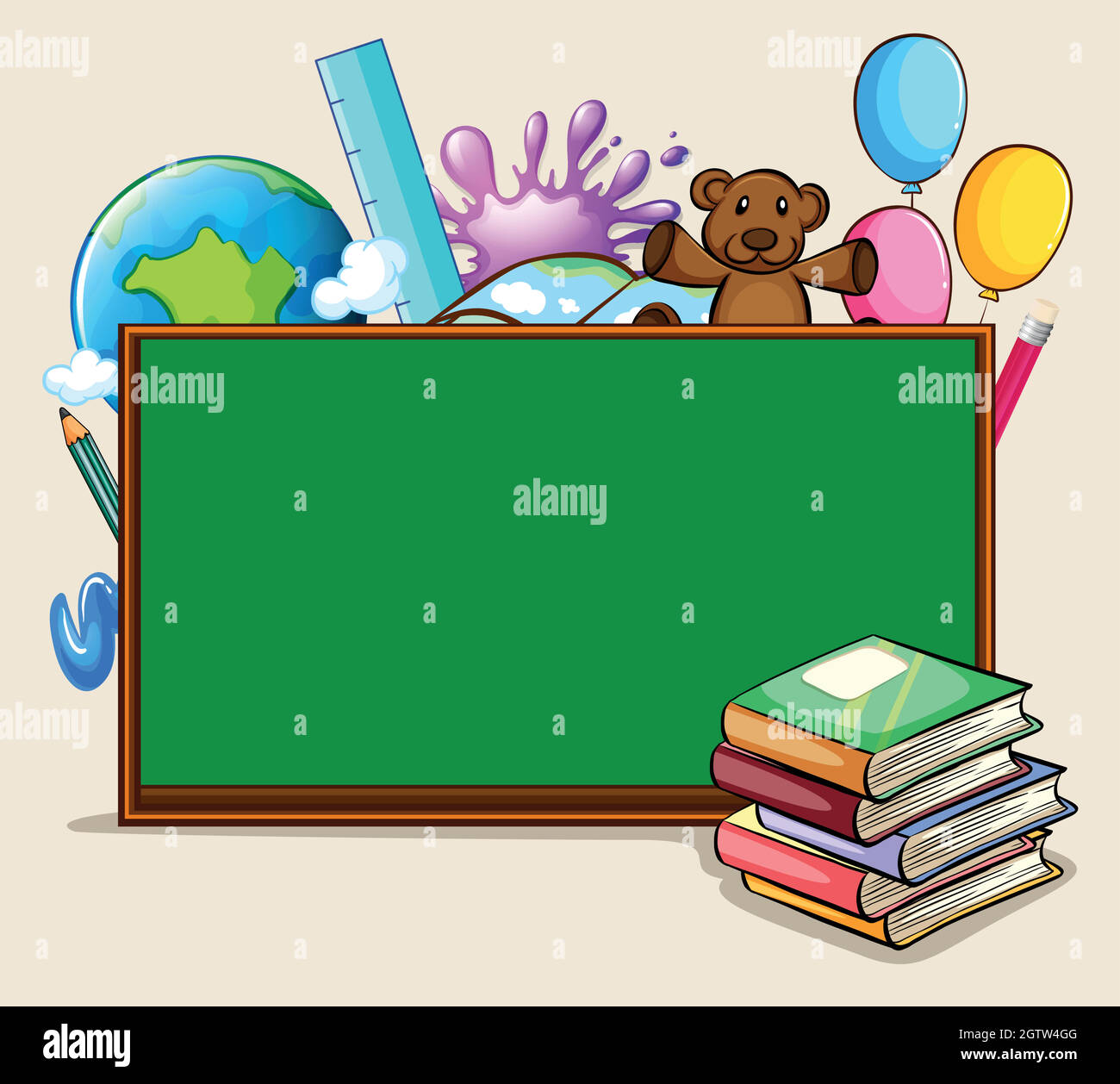 Blackboard and school objects Stock Vector Image & Art - Alamy