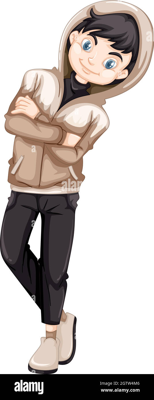 Teenage boy in brown hood Stock Vector Image & Art - Alamy