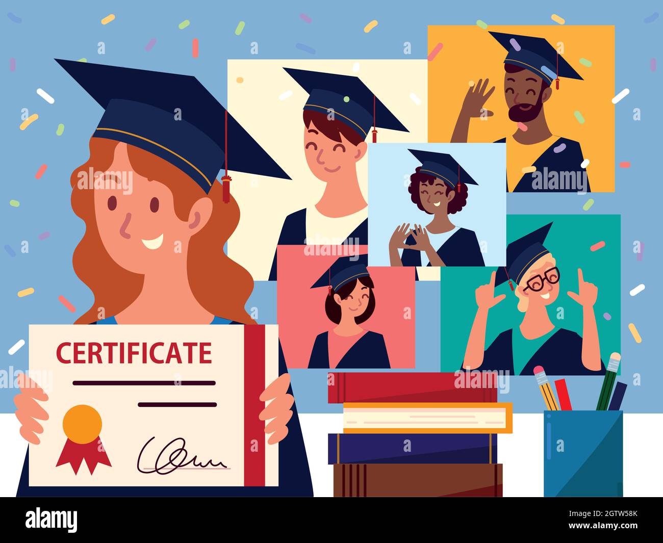 virtual graduation students Stock Vector Image & Art - Alamy