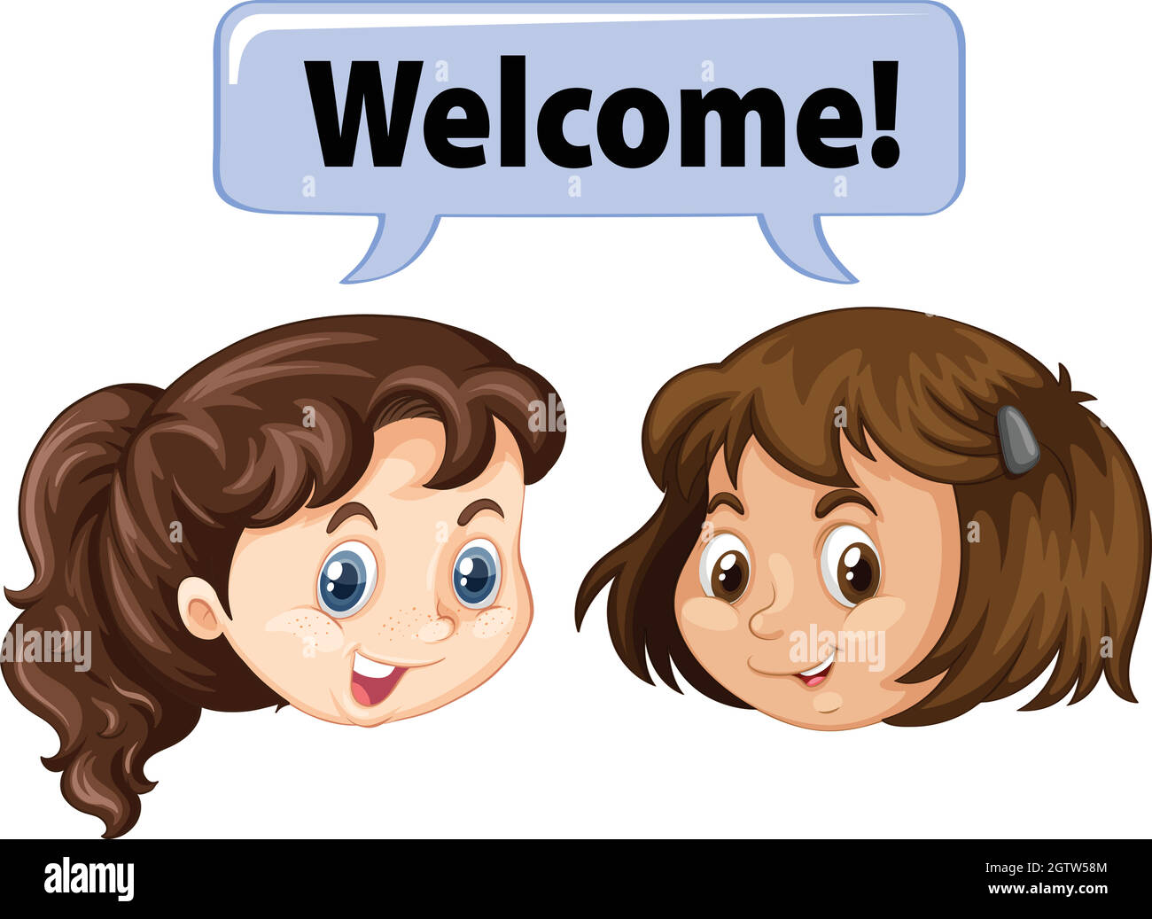 Two girls saying welcome Stock Vector Image & Art - Alamy