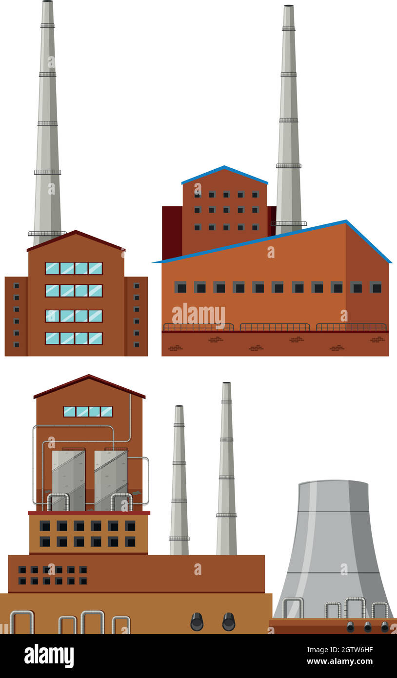 Factory buildings with tall chimneys Stock Vector Image & Art - Alamy